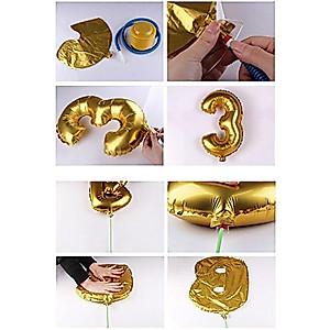 16" Gold 0-9 Number Balloons Foil Balloons Mylar Balloons for Party Decorations Party Supplies