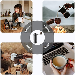 Manual Coffee Grinder, External Adjustable Coarseness Capacity 20g with Stainless Steel Conical Burr, MIFEEL Portable Hand Coffee Bean Grinder with Removable Handle for Travel, Camping, Office