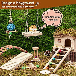 Nobleza Guinea Pig Toys, 7 Pack Natural Wooden Hamster Chew Toy Set, Teeth Care Molar Exercise Toys for Pet Rats, Dwarf Syrian Hamsters, Chinchillas, Gerbils