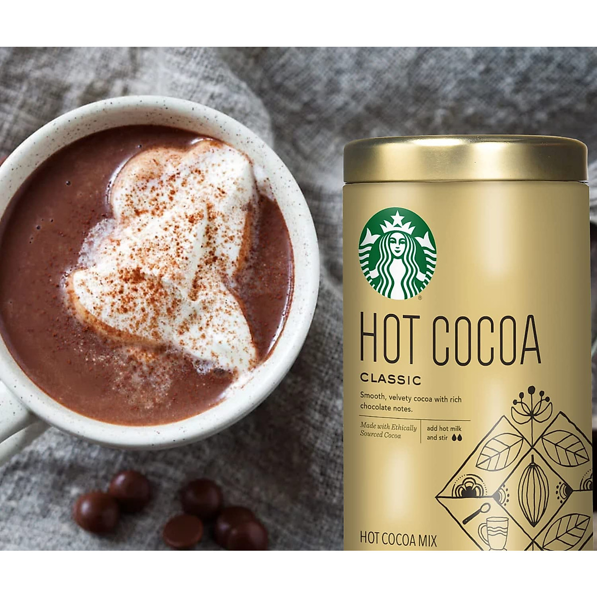 Starbucks Hot Cocoa Mix Classic 10 OZ Bronze Gift Tin 8 fluid_ounces