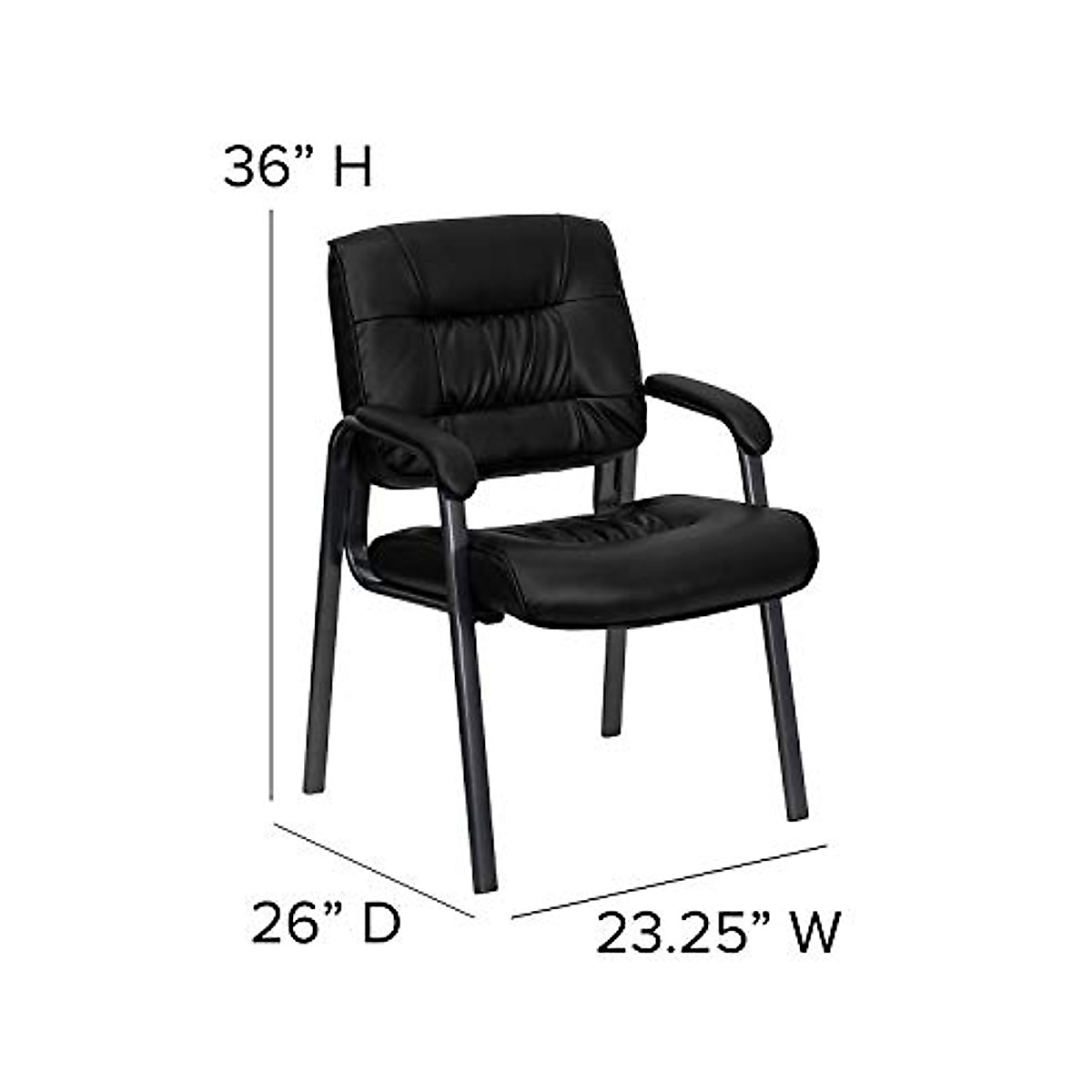 Flash Furniture Black LeatherSoft Executive Side Reception Chair with Black Metal Frame