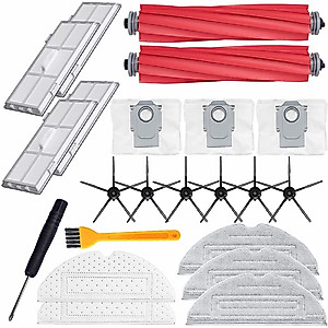 HACOBEST Replacement Roborock s7 maxv Ultra Accessories, Works with Xiaomi Roborock S7 MaxV Ultra, 2 Roller Brush, 4 Hepa Filter, 6 Side Brush, 5 Mop Cloth,2 Dust Bags