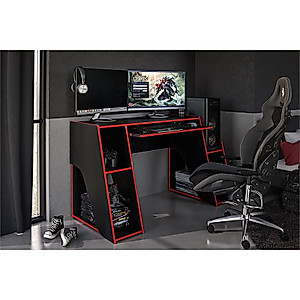 Polifurniture Kyoto Gaming Desk, Black & Red