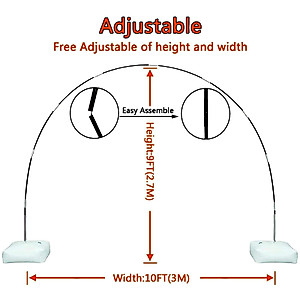 Balloon Arch Stand,Balloon Arch Kit 10 Ft Adjustable,Balloon Arch Frame with Base,for Baby Shower,Gender Reveal,Wedding,Birthday,Christmas Party Supplies Decorations.