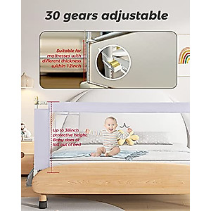 Bed Rails for Toddlers 59" L, Toddler Bed Rails with Breathable Fabric, Infant Safety Bed Guardrail, Bed Rail for Twin Bed, Bed Safety Rails for Children (Gray-One Side)