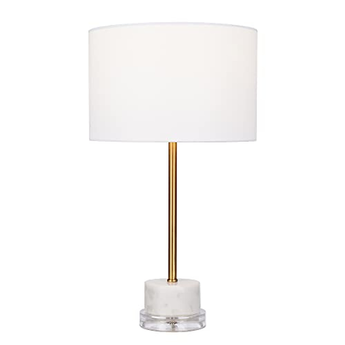 Catalina 23106-001 Modern Marble-Finish Ceramic Table Lamp with White Linen Shade, 19", Antique Brass