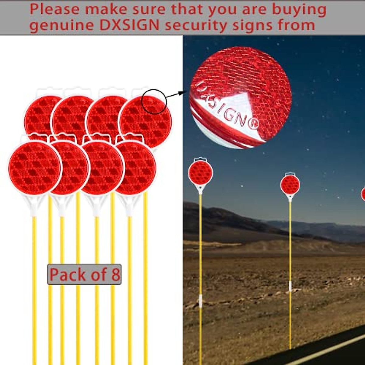 Orange Reflective Driveway Markers,Snow Plow Markers,Plow Markers,51 Inch Yellow Fiberglass Pole Double Sided Reflector for Driveway (8-Pack)