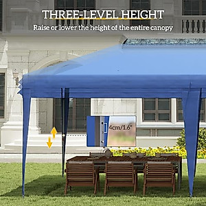 Outsunny 10' x 20' Pop Up Canopy Tent, Upgraded Heavy Duty Tents for Parties, Outdoor Instant Gazebo Sun Shade Shelter with Carry Bag, for Catering, Events, Wedding, Backyard BBQ, Blue