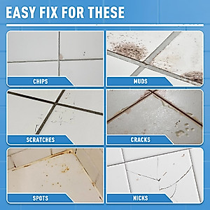 DWIL Tub and Tile Paint, White Paint for Bathtub, White Touch Up Paint Pen for Chips, Scratches, Cracks and Spots on Tile, Porcelain Repair Kit for Bathroom, Tubs, Enamel, Sinks and Toilets Surfaces, 1.5 Fl Oz(Semi White)