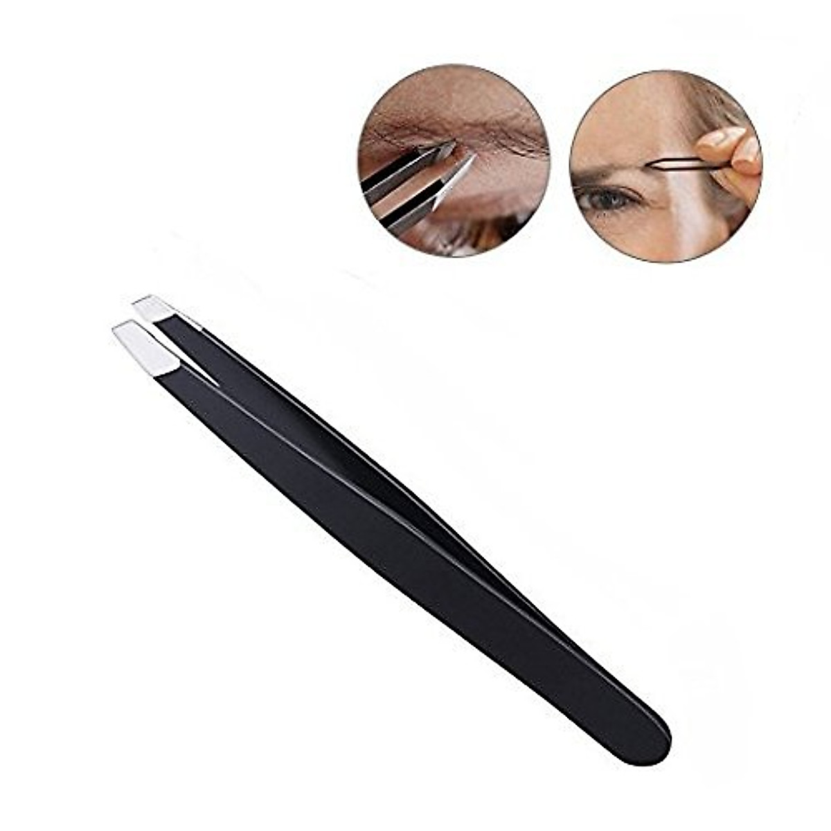 WOIWO 2PCS Professional Stainless Steel Tweezers,Oblique Mouth Metal Eyebrow Clip, Trim Eyebrow Black Eyebrow Tweezers, Eyebrow Clip Beauty Tools.