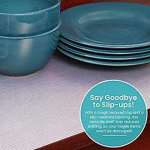 Con-Tact Brand Premium Plus Heavy Duty Non-Adhesive Shelf and Drawer Liner, 12" x 6', Ribbed Clear, 6 Rolls