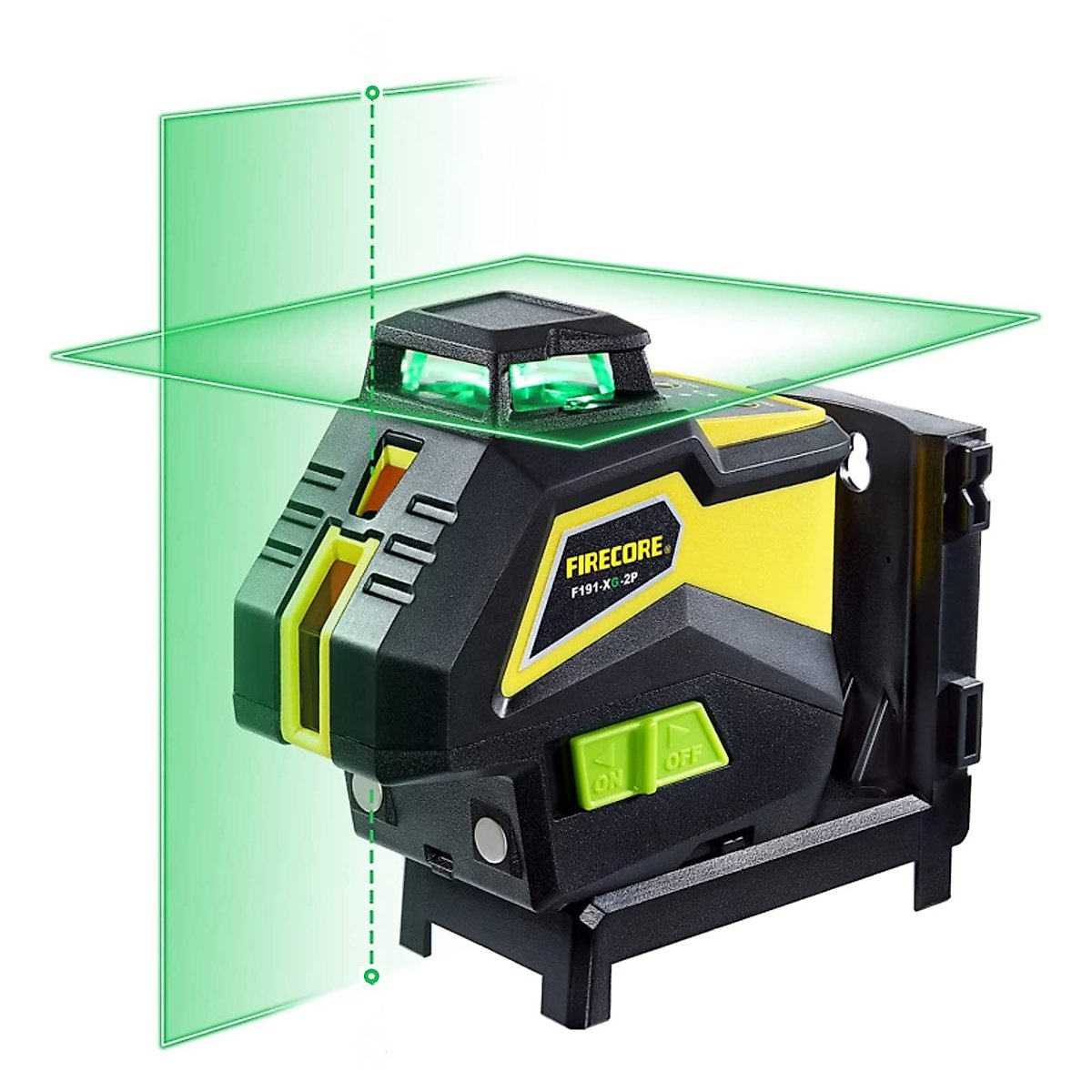 Firecore Green Laser Level Self Leveling 360 Degree Horizontal Cross Line Laser Level with Plumb Dots Laser Tool and Adjustable Brightness Technology - Magnetic Bracket Included (F191-XG-2P)