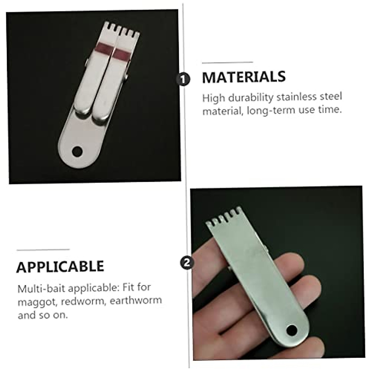 TOKIDNY 6pcs Tools Baits Bloodworm Outdoor Snaps Steel Practical Catching Lure Accessories Tool Silver Professional Bait for Clamps Hook Catcher Fishing Clip Plier Earth Fish Clips Catch