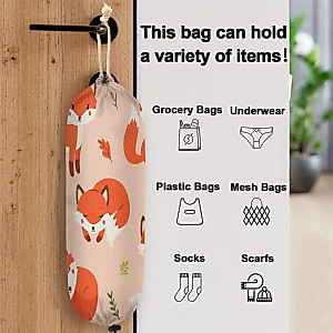 Casual Fox Plastic Bag Holder Wall Mount Grocery Bag Holder Reusable Trash Bag Organizer Washable Large Grocery Bag Storage Dispenser ​for Kitchen Pantry