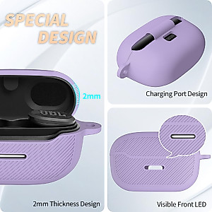 YIPINJIA for JBL Endurance Race Case Cover, Silicone Protective Portable Scratch Shock Resistant Cover Compatible with JBL Endurance Race Earbuds Charging Case with Carabiner(Purple)