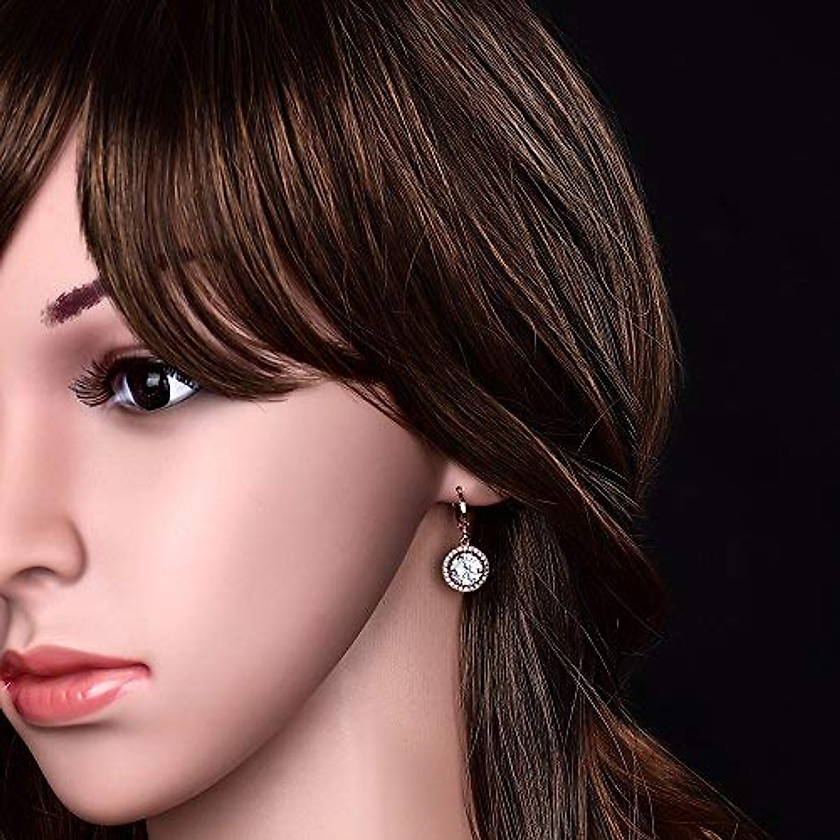 "GULICX Rose Gold Electroplated Vintage Style Hoop Earrings with Zircon Dangle and Leverback for Women"