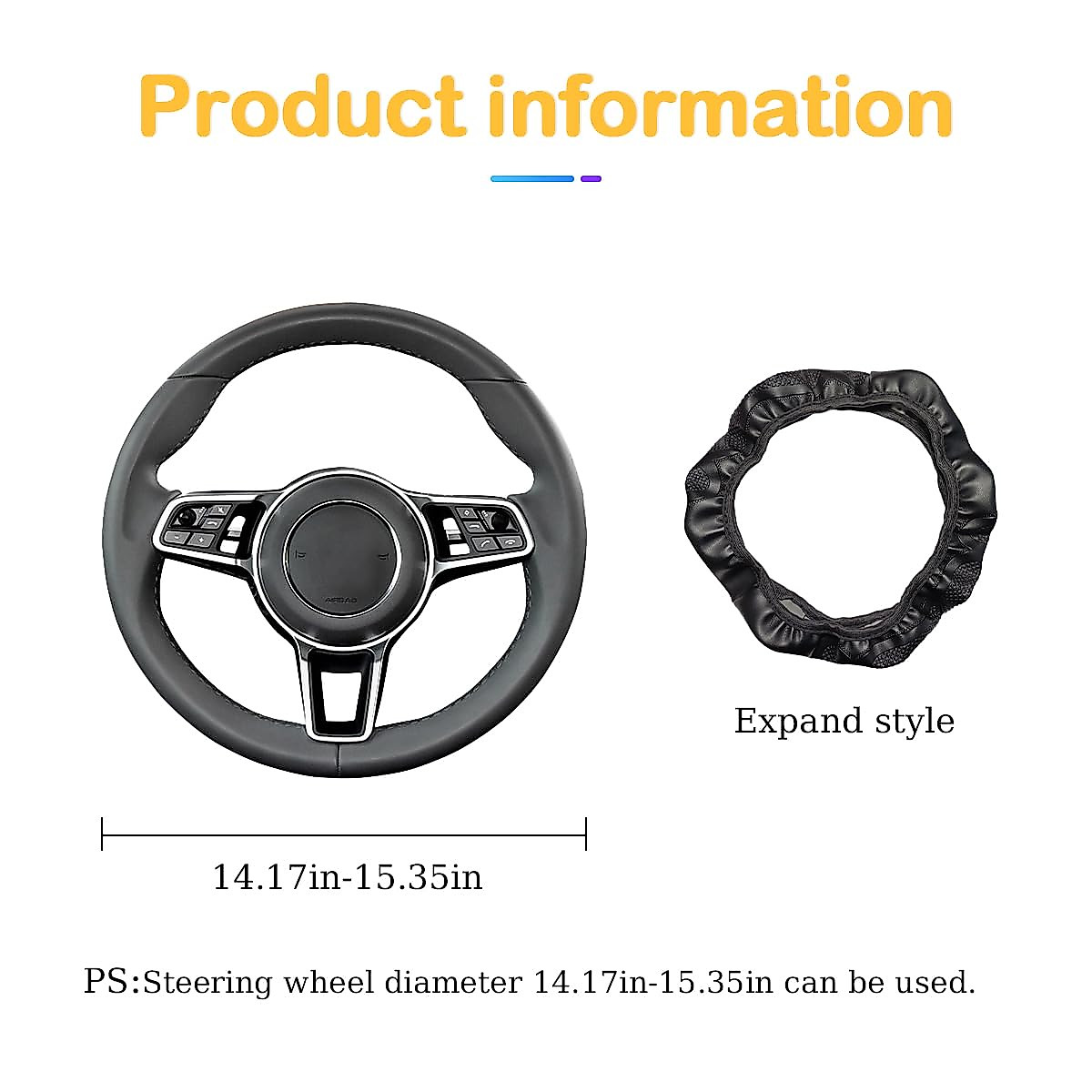 Osilly Car Steering Wheel Cover, 15 inch Carbon Fiber Microfiber PU Leather Elastic Steering Wheel Protector for Men Women, Anti-Slip Breathable Car Interior Accessories for Most Cars (Black)