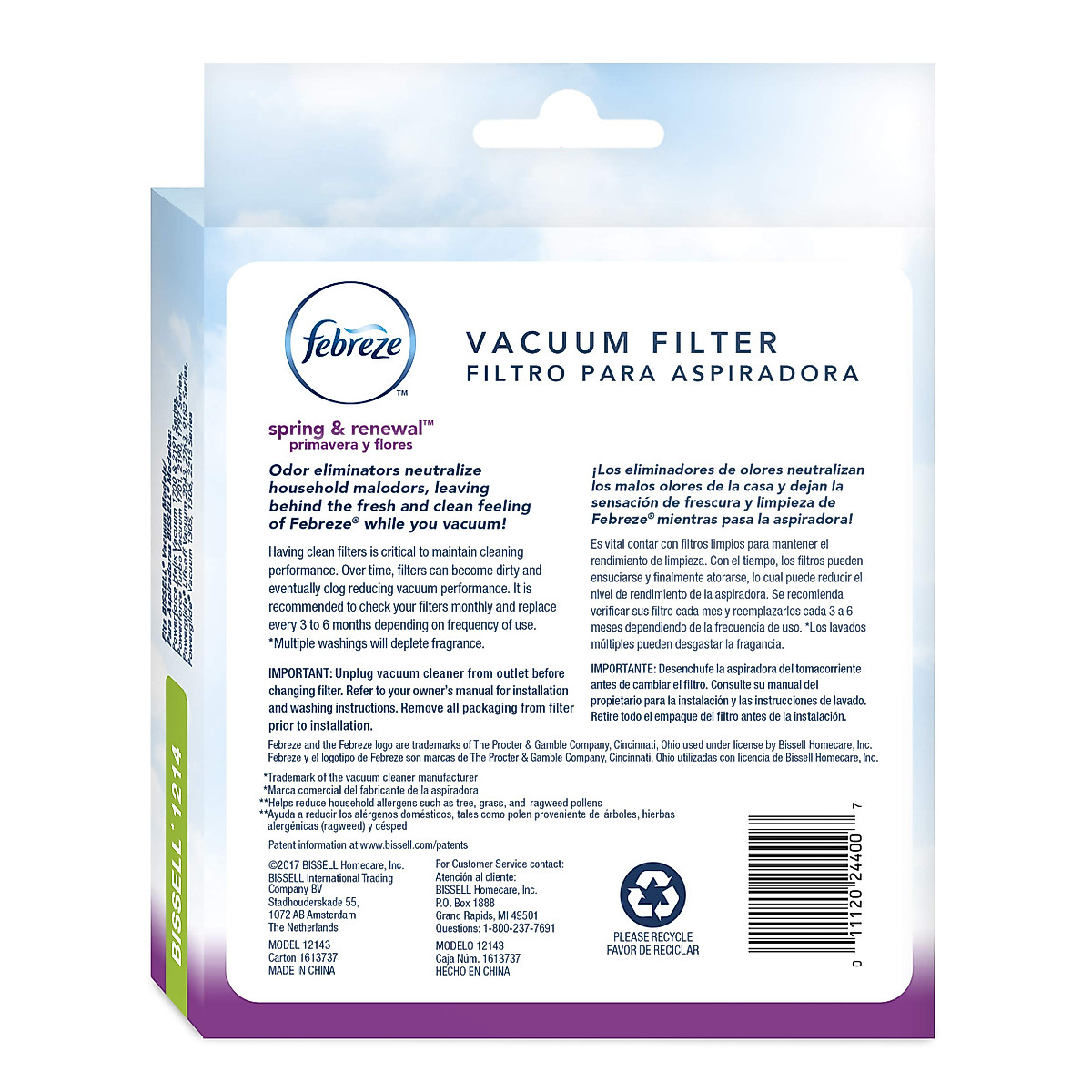 BISSELL Febreze Style 1214 Cleanview & PowerGlide Pet Replacement Filter - 12141