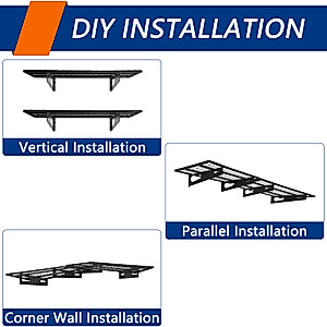2-Pack 1.5x3FT Garage Shelving 17.7-inch-by-35.8-inch Wall Shelf Garage Storage Rack Wall Mounted Floating Shelves, Black