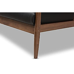 Baxton Studio Venza Faux Leather Loveseat in Black and Walnut Brown