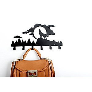 Wander Agio Wolf Moon Metal Wall Mounted Bag Hanger Coat Rack Clothing Hooks Hanging Racks Black