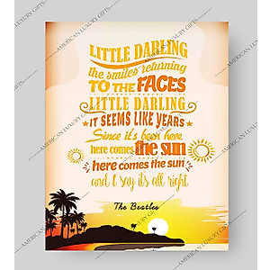 Here Comes the Sun - The Beatles Retro Music Decor Wall Art, This Vintage Wall Decor Music Poster, Is a Great Wall Print For Home Decor, Office Decor, or Man Cave Room Decor Aesthetic, Unframed - 8x10