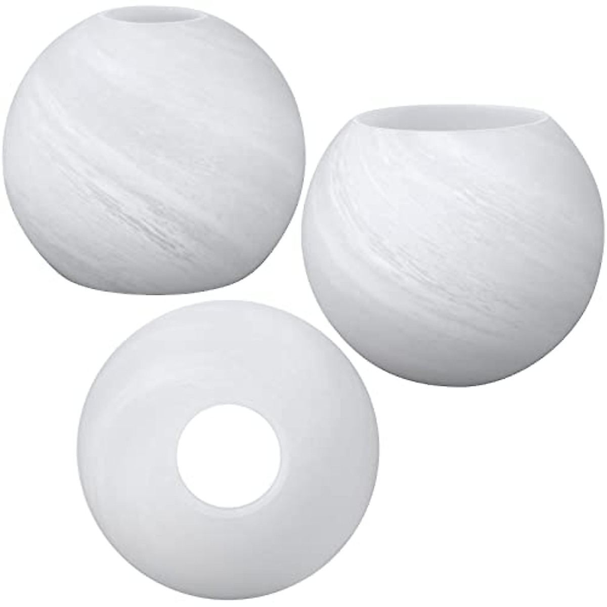 LARTEEN 3 Pack Alabaster White Glass Lamp Shade Cover Replacement for Lighting Fixture, 5.9" Diameter Round Globe Shade for Chandelier Pendant Light Wall Sconce, 1-5/8 inch Fitter Opening