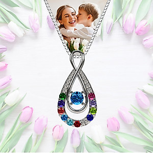 Central Diamond Center Yours Infinity Mother & Child Necklace 1 to12 stones w/ 1.00mm 22" Adj. Chain - Platinum Plated