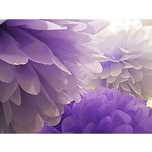 Guzon Purple Happy Birthday Bunting Banner,10 Inch Tissue Paper Pom Poms Flowers,Perfect Party Decoration Supplies for Birthday