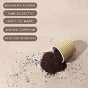 Brooklyn's Own Cold Brew Arabica Coffee and Chicory - Low Acidity, High Caffeine, Balanced Flavor, With No Bitter Aftertaste - 4 Bags Makes 12 Cups