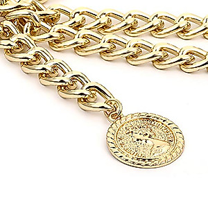 Anglacesmade Bohemain Metal Layered Body Chain Belly Chain Belt with Coin Charm Pendant Chunky Wallet Chain Punk Waist Chain for Women(Gold)