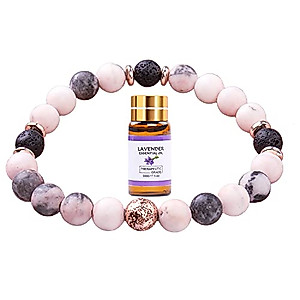allentian Lava Rock Aromatherapy Diffuser Bracelets, Crystals Stones Jewelry Calming Beaded Bracelets for women, Lavender Essential Oil Bracelet, Stress Relief Gifts for Women