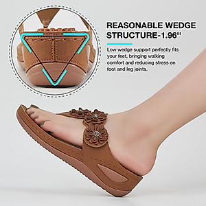 FUDYNMALC Sandals Women Wedge Shoes: Summer Dressy Womens Flip Flops Comfortable Orthopedic Platform Sandals Casual Walking Wedges Brown