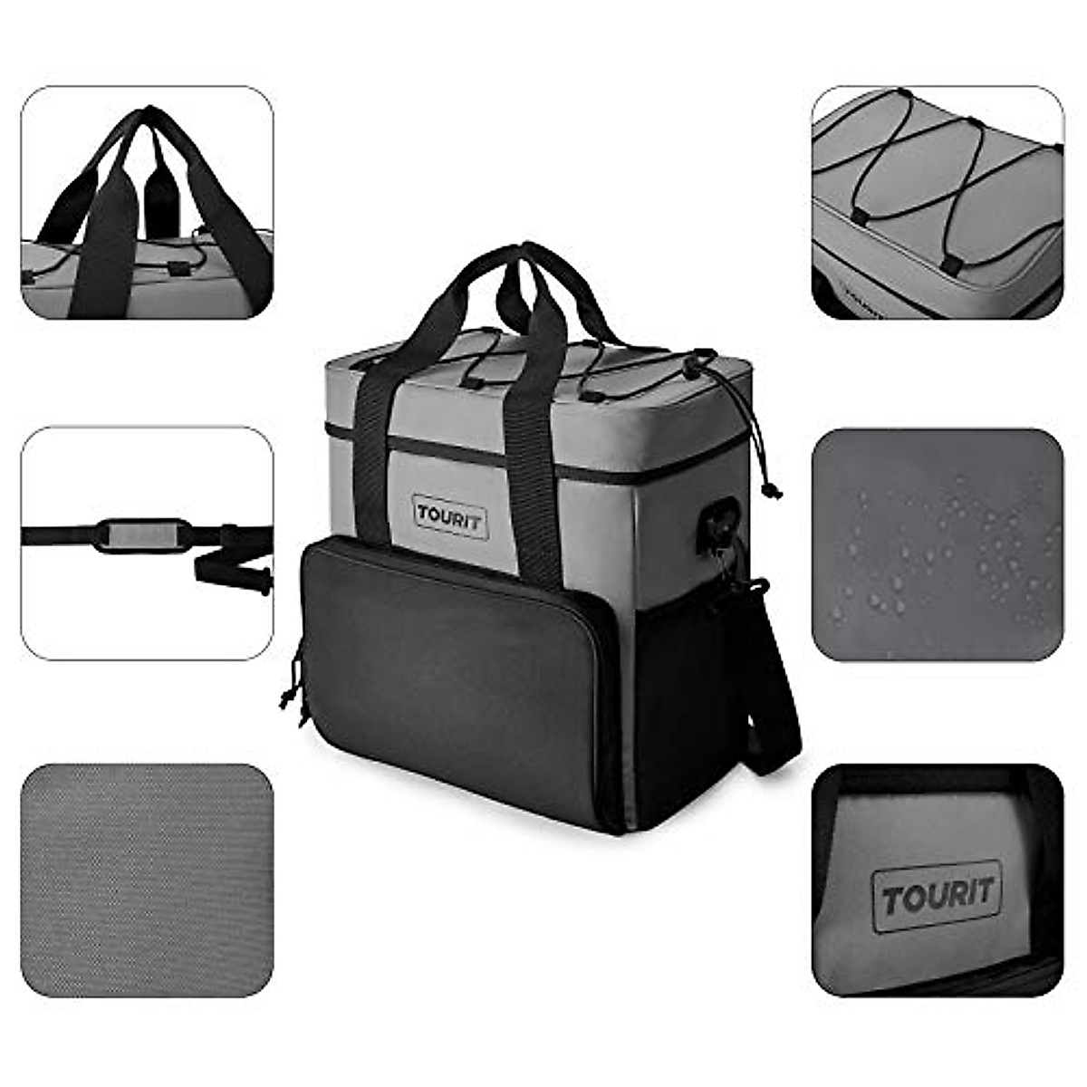 TOURIT Cooler Bag 35-Can Insulated Soft Cooler Portable Cooler Bag 24L Lunch Coolers for Picnic, Beach, Work, Trip, Grey