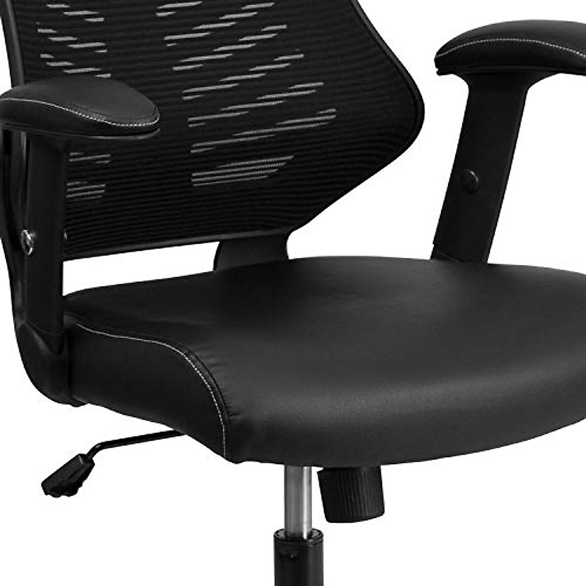 Flash Furniture Kale High Back Designer Black Mesh Executive Swivel Ergonomic Office Chair with LeatherSoft Seat and Adjustable Arms