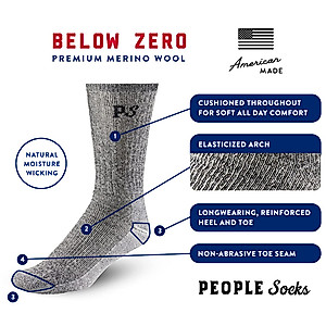 People Socks Large 4pairs Mens Merino Wool Socks Charcoal Black Large Made in USA