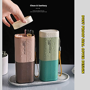 Travel Toothbrush Case Multifunctional Toothpaste Container Case Portable Business Trips Wash Cup Holder Organizer Toothbrushes Towel Storage Box for Traveling, Camping, Business Trip School, Pink