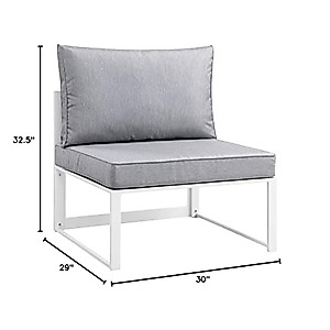 Modway Fortuna Aluminum Outdoor Patio Armless Chair in White Gray