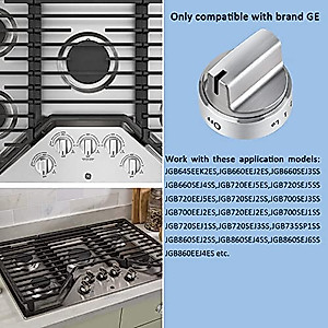 WB03X24818 Gas Stove Knobs Stainless Steel Look Plastic Range Burner Control Knobs, Compatible for GE Range Gas Stove Knob, Replacements PS11729081(5packs)