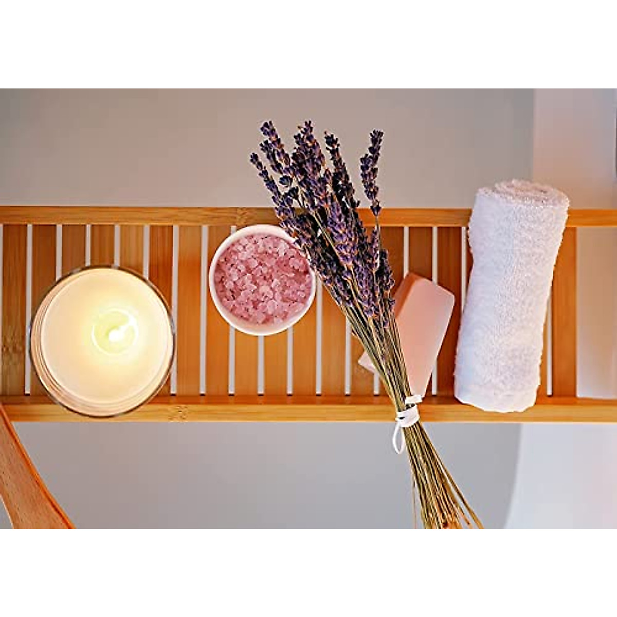 RoyalHouse Bamboo Bath Caddy Tray for Bathtub, Bath Table Tray with Book and Wine Glass Holder, Attractive Design, Suitable for Luxury Spa or Reading, Ideal Gift for Family & Friends