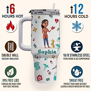 Personalized Nurse Tumbler 40oz -nurse therapeutic origami instructor-Custom Name Insulated Travel Mug with Handle & Straw, Gift for Nurses, Medical Workers, Appreciation, Mother's Day eHvkOU