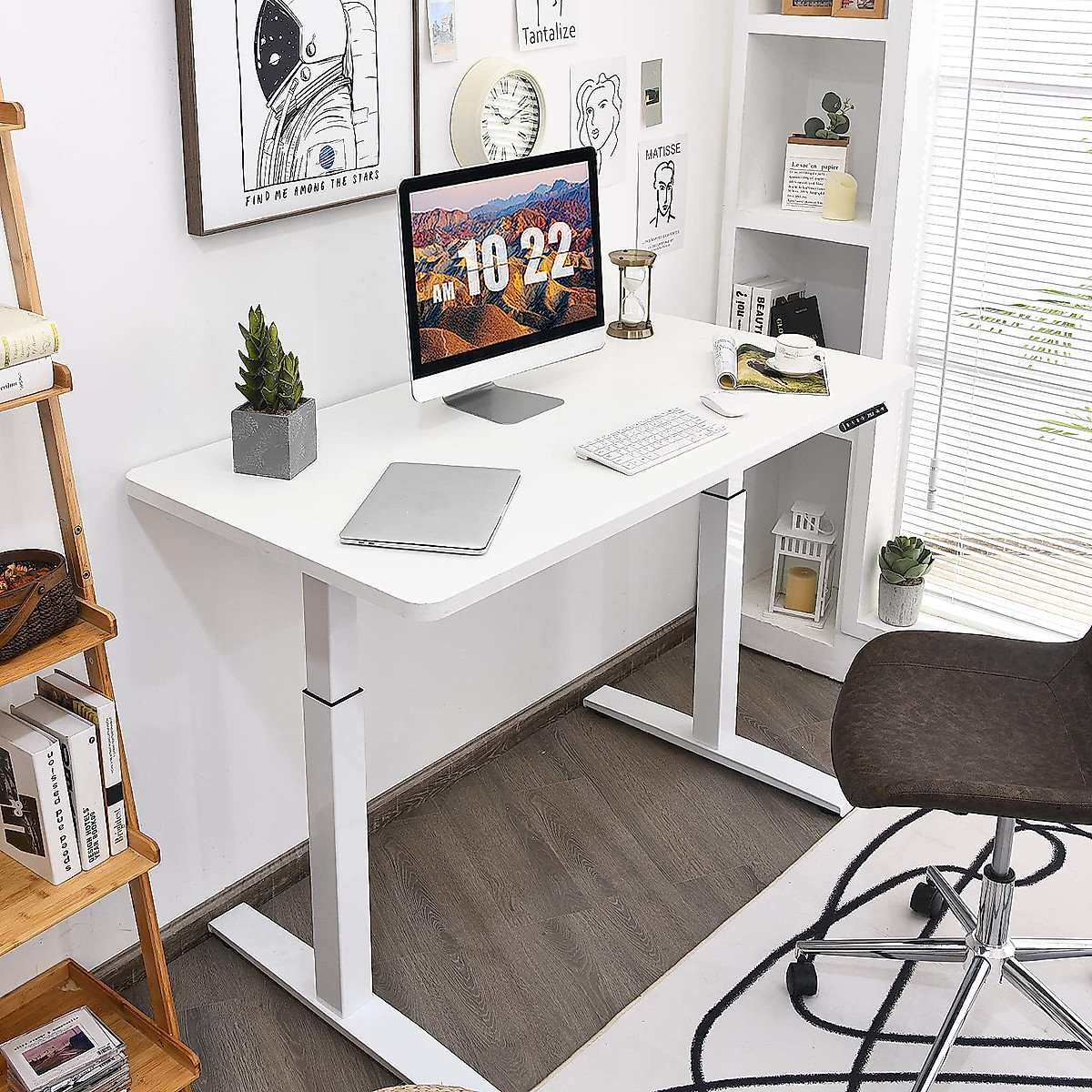Tangkula Dual Motor Electric Standing Desk Frame, Height & Width Adjustable Motorized Sit Stand Desk Base, Ergonomic Standing Up Workstation w/Memory Controller (White)
