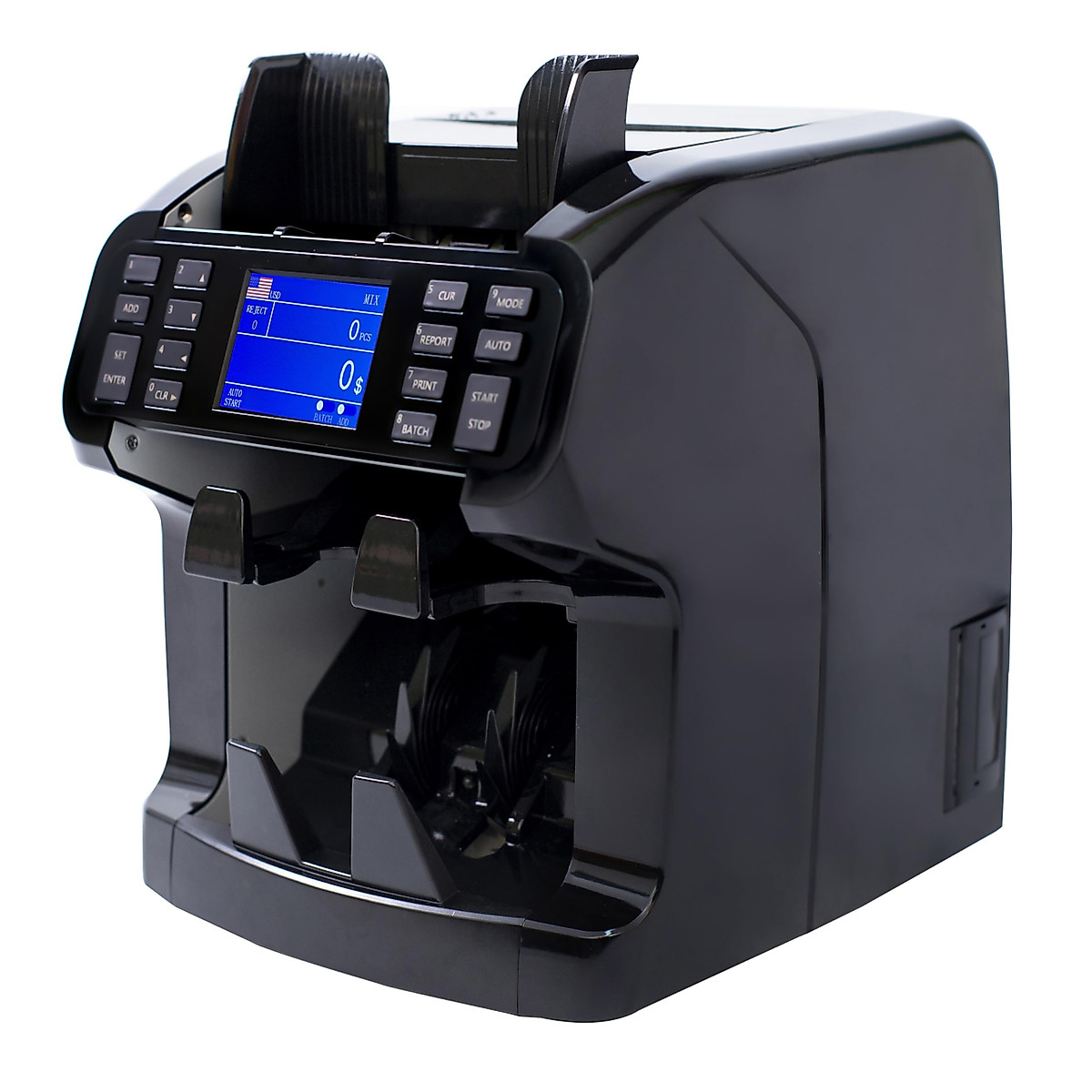 Demotio Bank Grade Two Pocket Bill Sorter MA-900 Non-Stop Bill Counter Multi-Currency Highly Reliable Counterfeit Detection and Value Counting with Built-in Printer