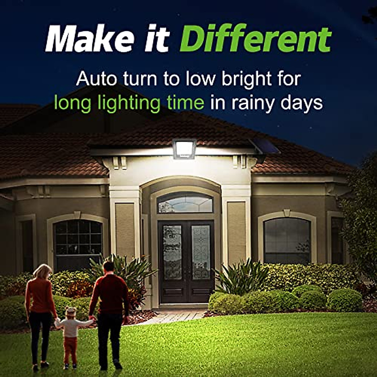 intelamp Solar Powered Lights Outdoor, Solar Flood Lights Outdoor Bright Solar Security Light Dusk to Dawn Auto On/Off IP65 Waterproof for Wall Porch Balcony Yard Garage Barn Garden Pathway Doorway