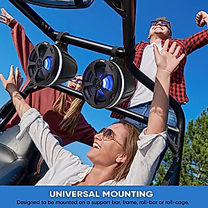 Pyle 2-Way Waterproof Off Road Speakers - 5.25" 1000W Active Passive Marine Grade Wakeboard Tower Speakers System w/ RGB Light, Full Range Outdoor Stereo Speaker for ATV/UTV Jeep Boat - PLUTV55BTR