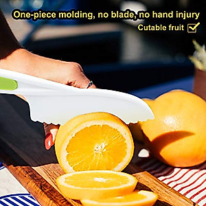 KUFUNG Kids Knife Set, 3 Piece Nylon Kitchen Baking Knife Set for Cooking and Cutting Fruits, Bread, Lettuce, Veggies Cake, Plastic Toddler Knife Set for Little Hands, Fun Safe Knife (Multicolor2, S)