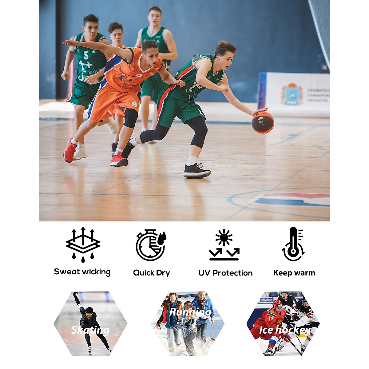 TELALEO 3/4 Boys Youth Compression Leggings Tights Base Layer Sports Running Capris Kids for Workout Training 3PACK M