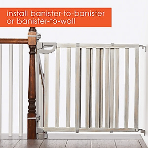 Summer Infant Banister and Stair Wood Safety Gate with Extra Wide Door Design and Comfort Grip handle for Easy One Handed Release, Multicolor
