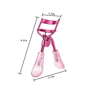 Uranian Eyelash Curlers Pink Lash Curler with 2 Silicone Refill Pads Glitter Handle Eye Lashes Curler Eyelashes Tool for Women and Girls (Pink)