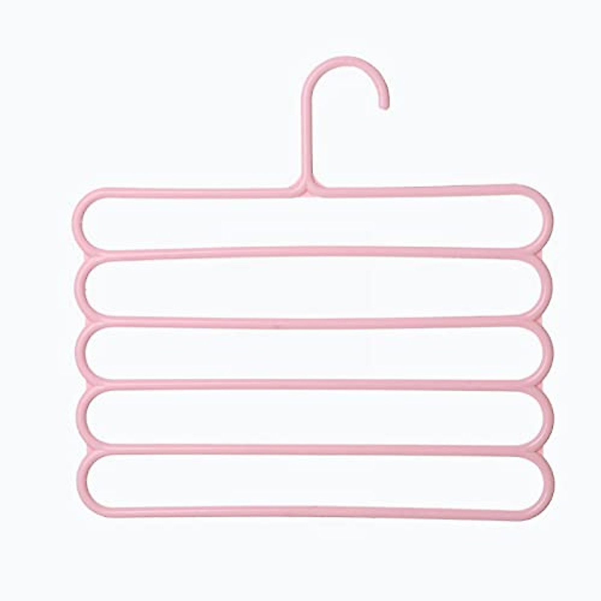 Color Non Slip Multi Layer Trouser Rack Multifunctional Wardrobe 5 Layer Hanging Pants Hanger Scarf Rack Silk Scarf Tie Hanger Space Saving Bottle Drying Rack (Pink, One Size)